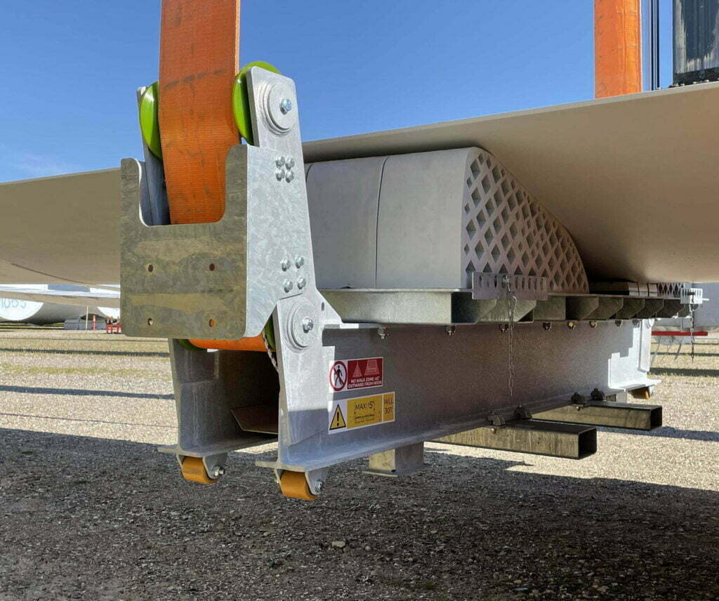 Blade rack for internal transport of wind turbine blades